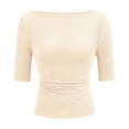 Basic Tees for Women Women Casual Solid Mid Sleeve Round Neck Knit Top ...