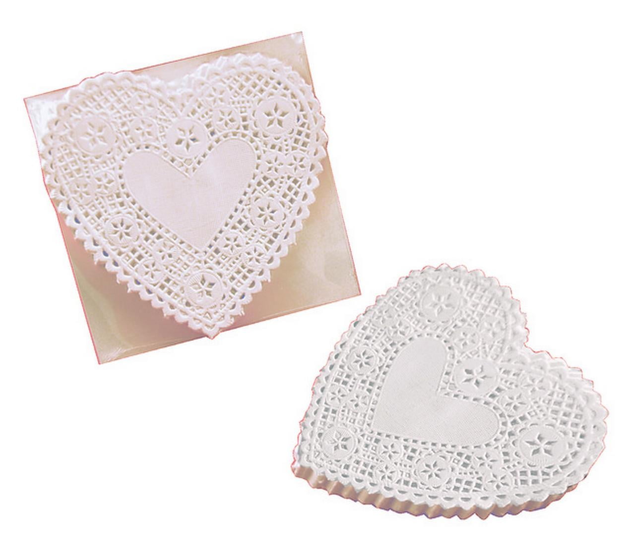 School Smart Paper Die-Cut Heart Lace Doily, 4 Inches, White, Pack of ...