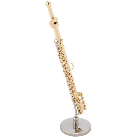14cm Copper Mini Flute with Stand nd Case,Gold Plated Miniature Musical ...