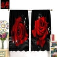 Red Rose Curtains, Romantic 3D Rose for The Bedroom Living Room Kitchen ...