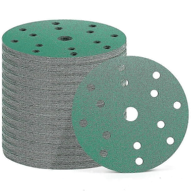 50 Pieces 150 Mm Sanding Discs, 15 Holes, 10x Grit 60/80/120/180/400 ...