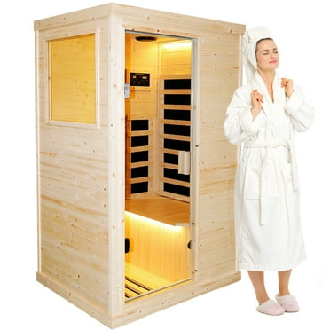 OUTEXER 2 Person Outdoor Saunas Far Infrared Sauna, 1950W Hemlock Wood ...