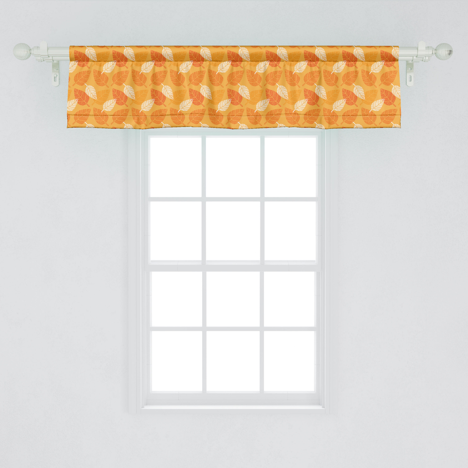 Ambesonne Burnt Orange Window Valance, Autumn Leaves Silhouettes ...