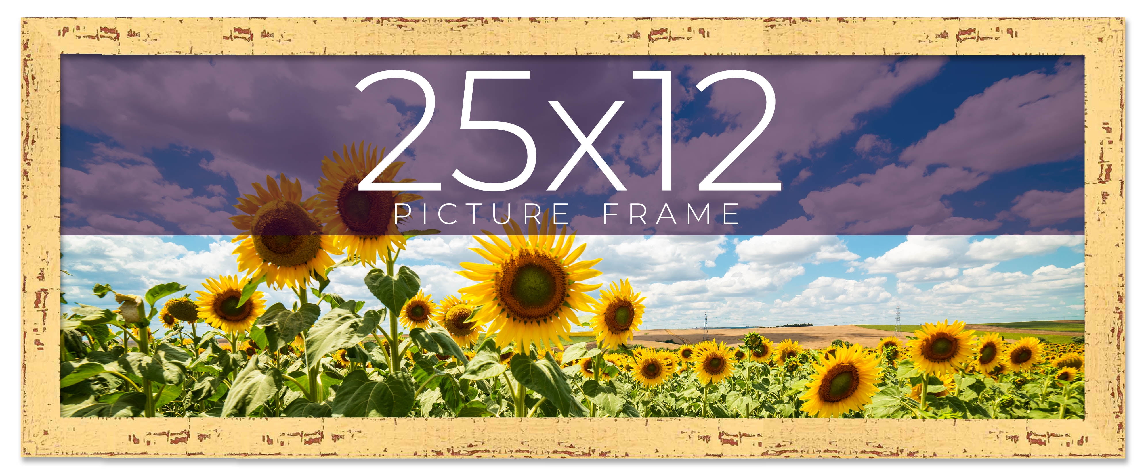 25x12 Frame Yellow Real Wood Picture Frame Width 1.25 inches | Interior ...