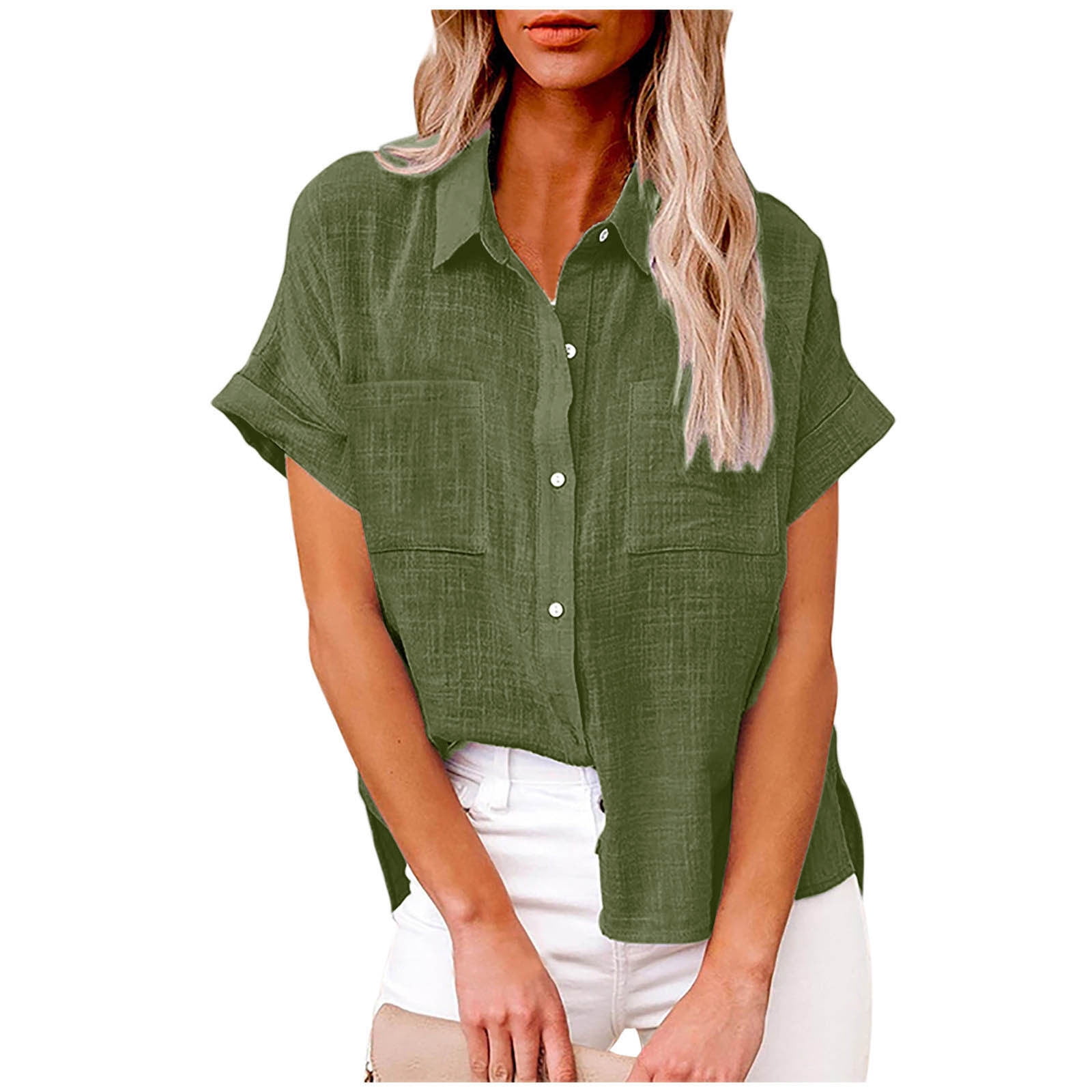 Click here for Clearance & Promo womens Color Button Shirts V Nec... prices
