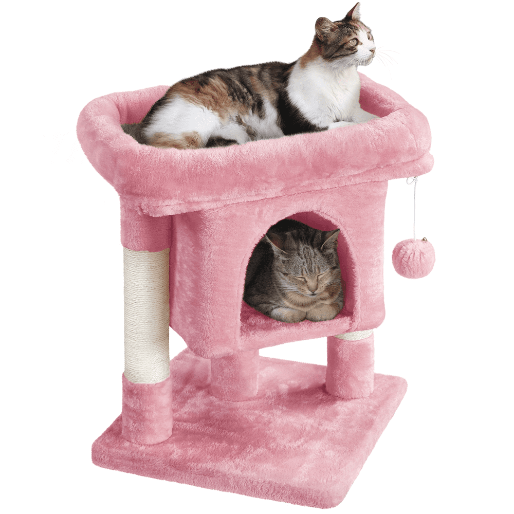 Yaheetech 2-Level Cat Tree Condo with Scratch Posts, Pink - Walmart.com