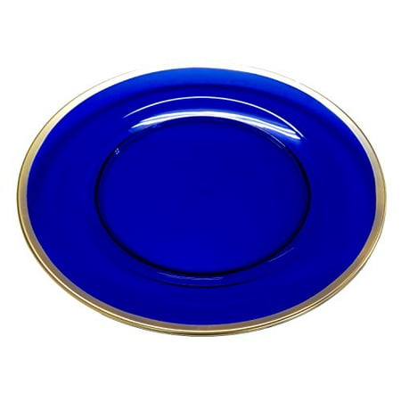 Gold Charger Plates Gold Rim Charger Plate Blue Bottom Set 4 12" Round ...