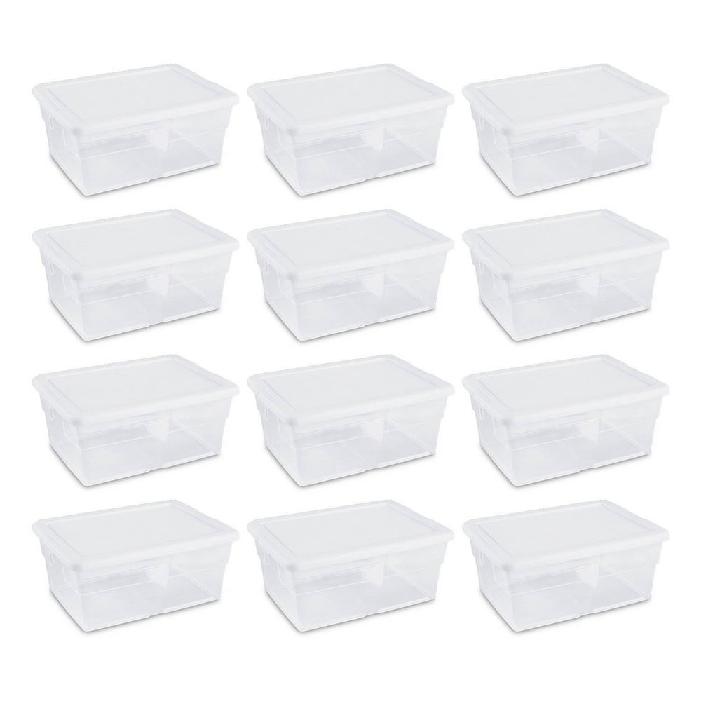 Sterilite 16 Quart Clear Plastic Stacking Storage Container Box 12