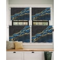 Dark Blue Marble Fluid Short Blackout Curtains 24 Inch Long,Gold Foil ...