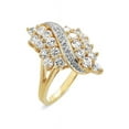 14K Gold Over Sterling Silver Cubic Zirconia Marquise Waterfall Ring ...