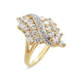 14K Gold Over Sterling Silver Cubic Zirconia Marquise Waterfall Ring ...