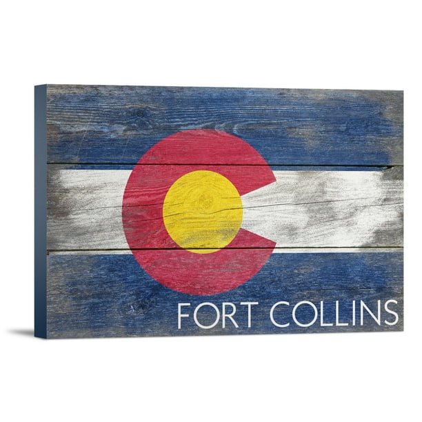Fort Collins, Colorado, Rustic Colorado State Flag, (12x18 Wrapped ...