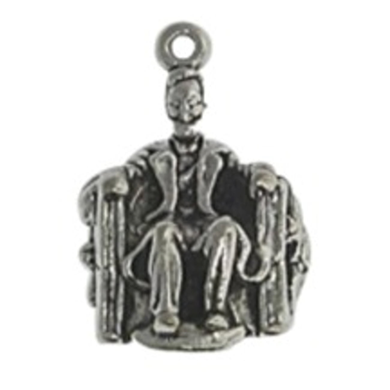 Sterling Silver 20" 1.2mm Box Chain 3D Abraham Lincoln Memorial Statue ...