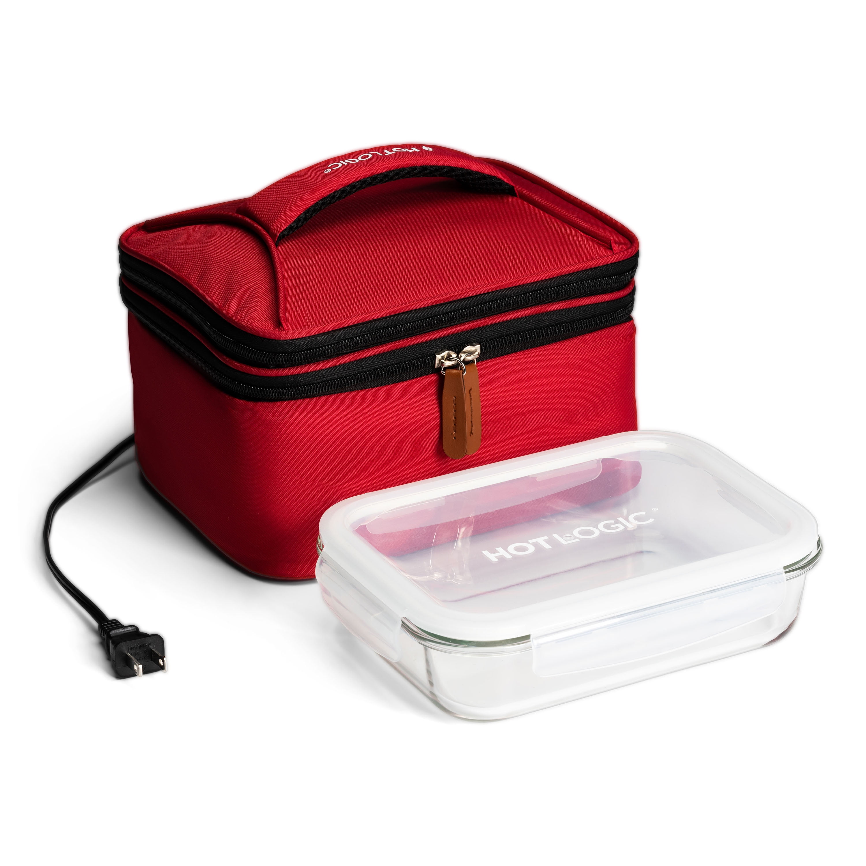 HOTLOGIC Food Warming Tote, Lunch Bag Plus 120V with Glass Dish, Red ...
