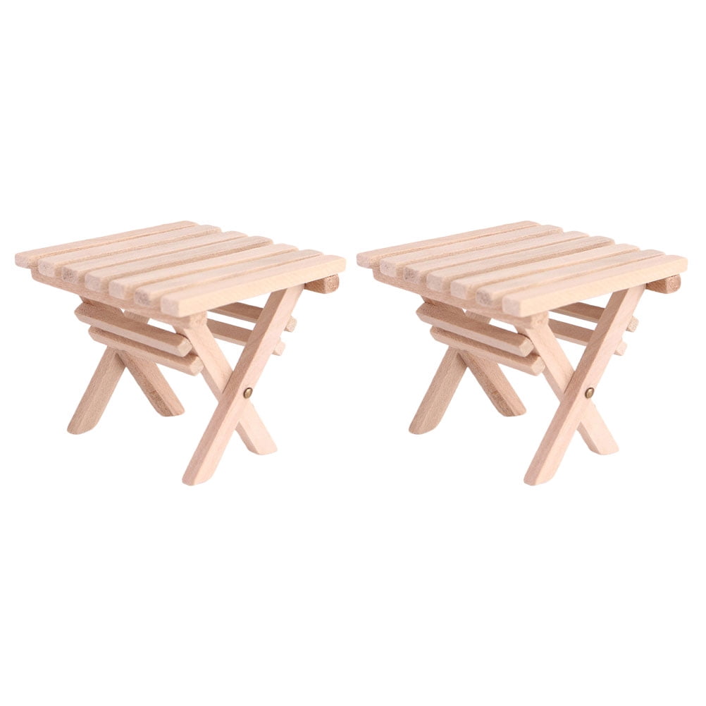 Homemaxs 2Pcs Miniature Folding Table Models Creative Wooden Mini Table ...