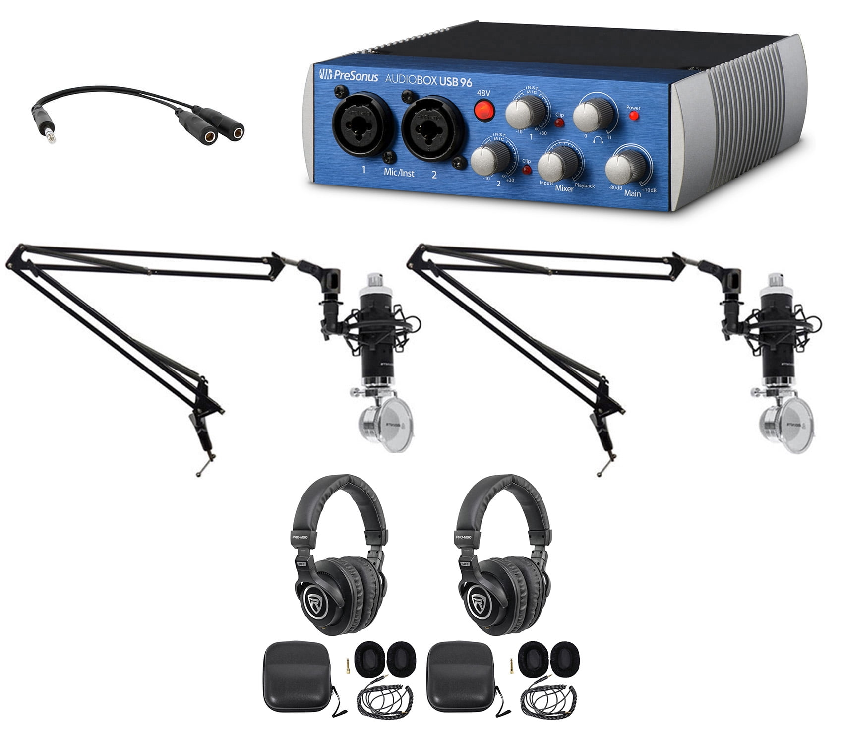 2-Person Podcast Podcasting Kit w/ AUDIOBOX USB 96+Headphones+Mics+Boom ...