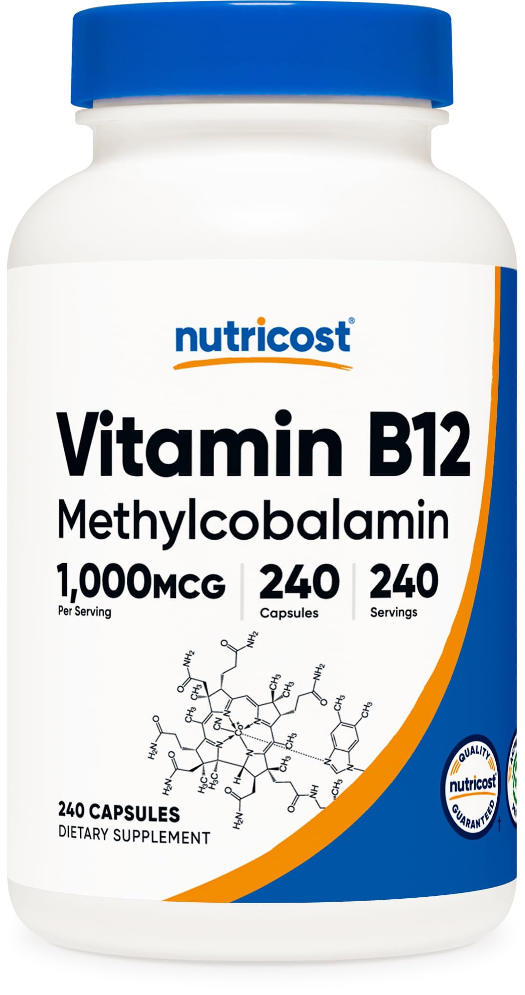 Suplemento Nutricost de vitamina B12 1000 mcg 240 cápsulas | Bodega ...
