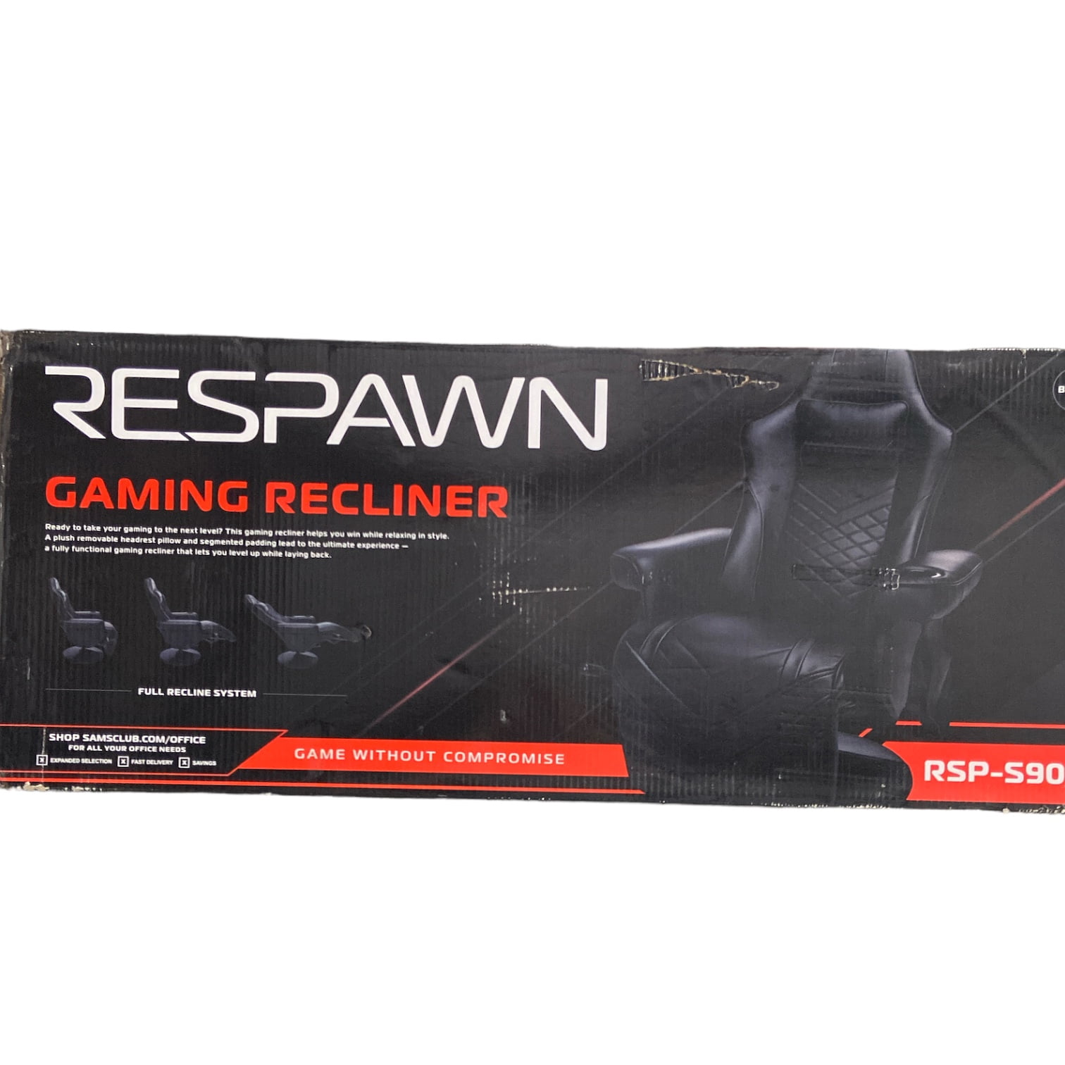 RESPAWN-S900 Racing Style Gaming Recliner Chair, Black - Walmart.com