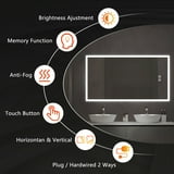 47"x26" Edge LED Lighted Wall Mounted Bathroom Mirror Modern Rectrangle Vanity Mirror with Anti ...