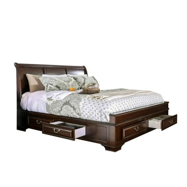Brown Cherry Storage California king Size Bed Bedroom Furniture Solid ...