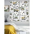 Cartoon Tractor Digger Shovel Sheer Curtains 2 Panels Set Cute Truck ...
