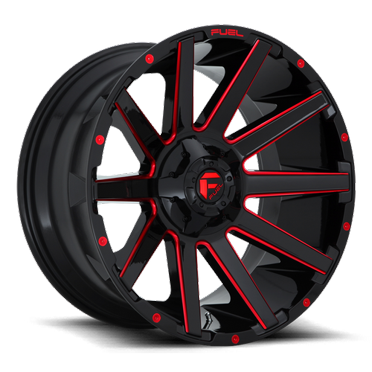 Fuel 1PC Aluminum Rim D712 RAGE 20X10in Gloss Black Red Tinted Clear ...