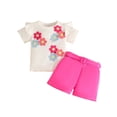 Jamsmile Toddler Girls Outfits Sets Summer Short Sleeve Floral Ribbed T ...
