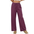 Fewfanhot Women's Straight-Leg Pajama Pants - Stretched Waist Solid ...