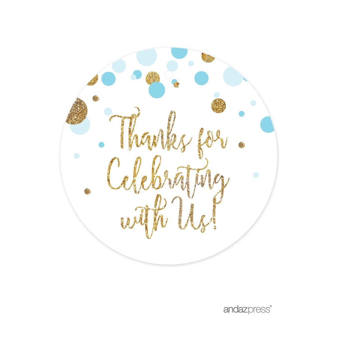 Baby Blue Gold Glitter Baby Shower Round Circle Gift & Favor Tags, 24 ...
