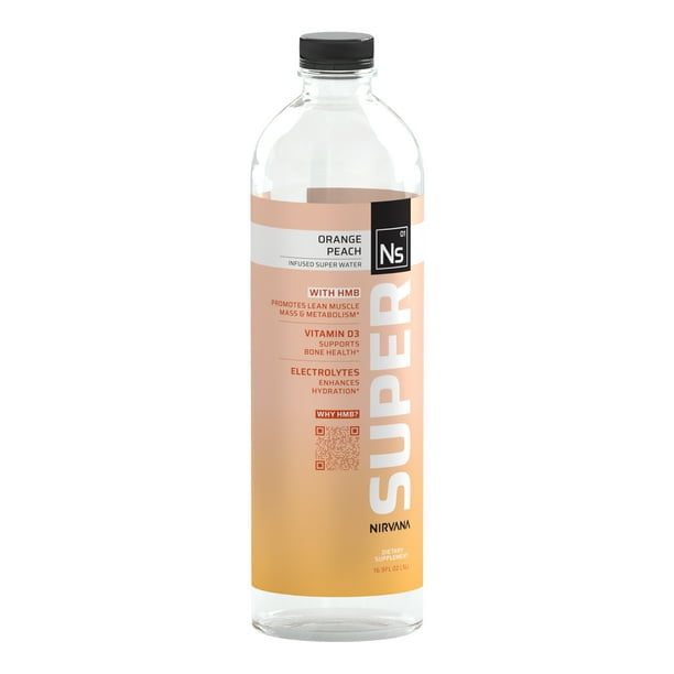 Nirvana Super™ Water - Orange Peach - HMB Infused Beverage, Natural Spring Water, Pure Hydration ...