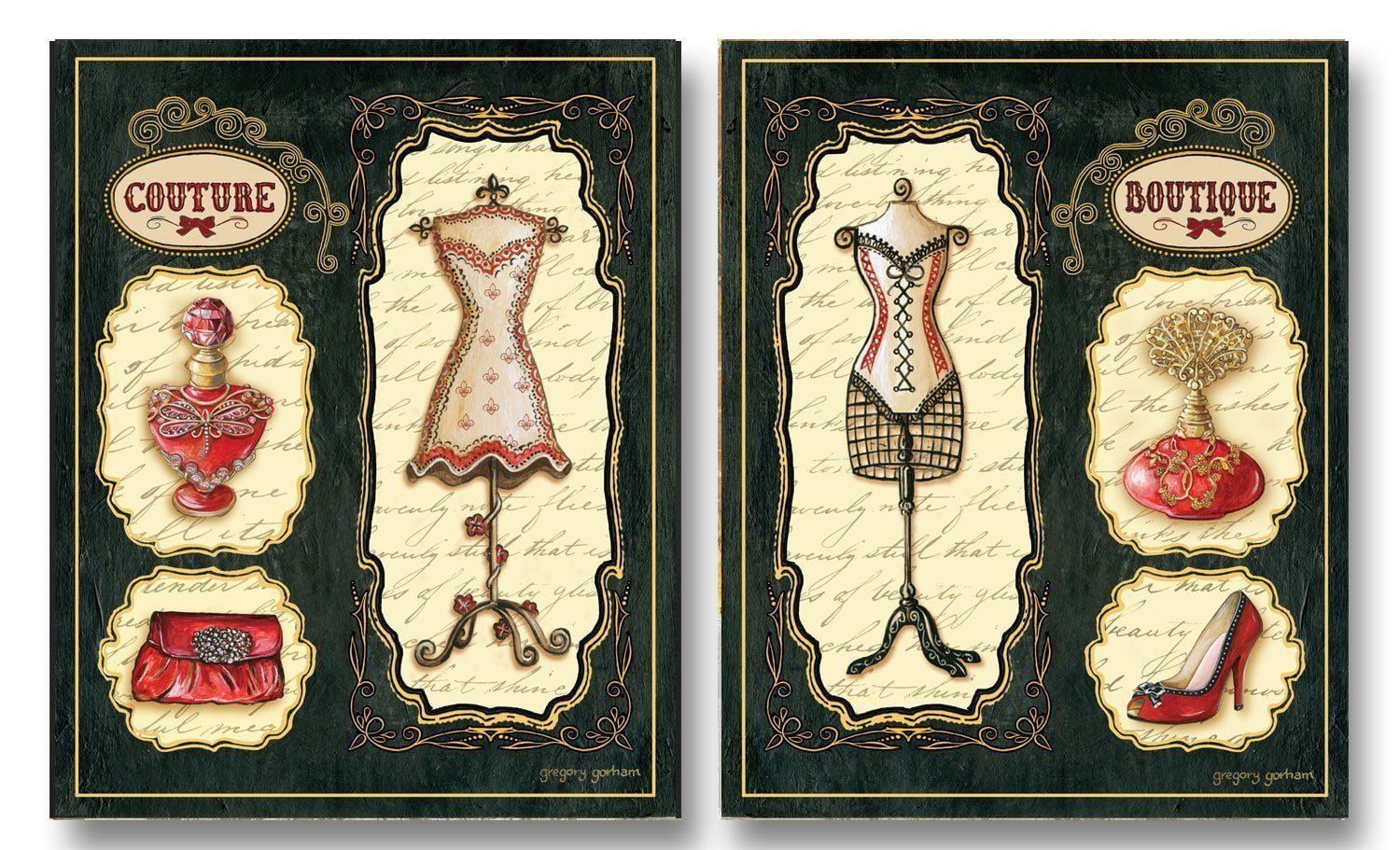 Trendy Vintage Couture and Paris Boutique Art Poster Prints; Two 8X10 ...