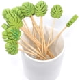 Green Leaf Cocktail Picks 5 Inch Long Bamboo Fancy Toothpicks for ...