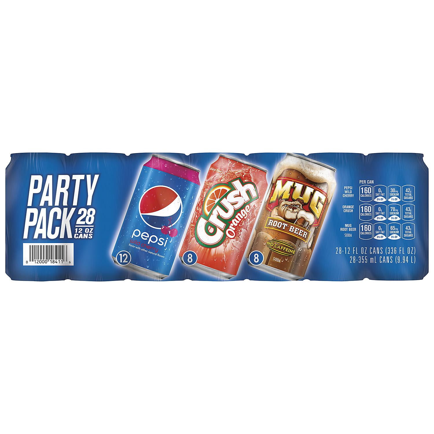 Pepsi Soda 3 Flavor Party Pack (12oz / 28pk) - Walmart.com