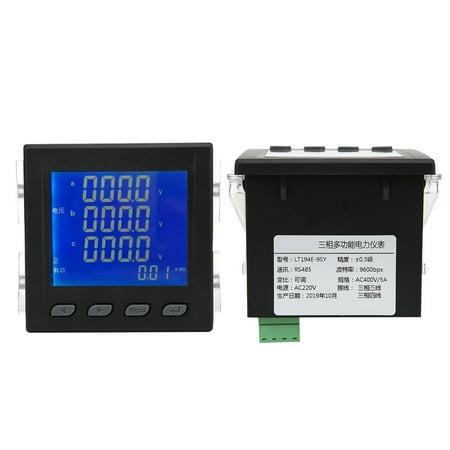 Power Meter 3 Phase Power Meter Digital Power Meter Ammeter LT194E-9SY Digital Display Multi ...