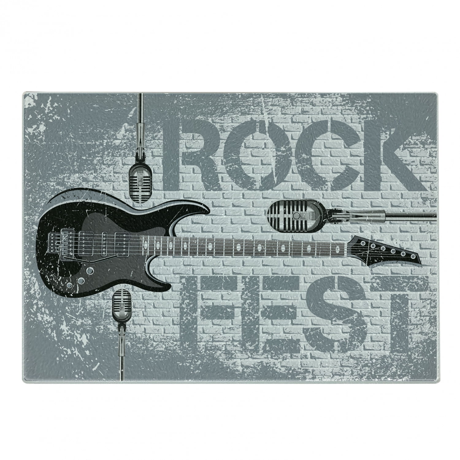 Rock Music Cutting Board, Grunge Color Splashed Brick Wall Background ...