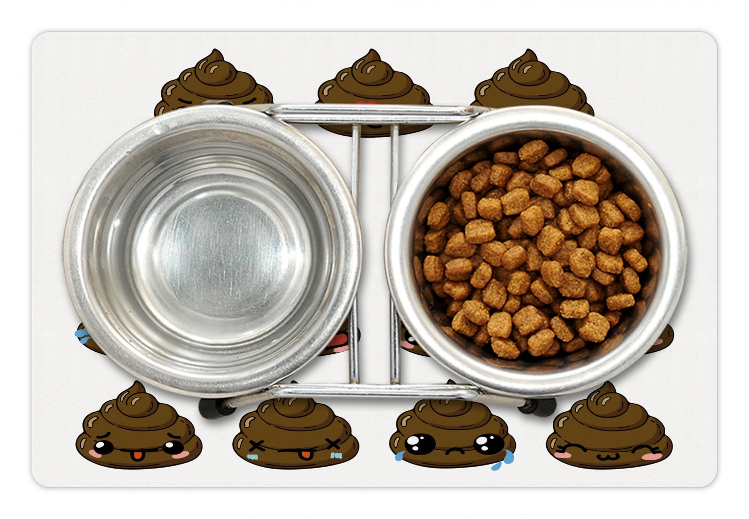 Poop Emoji Pet Mat for Food and Water, Turd with Different Emotions Sad ...