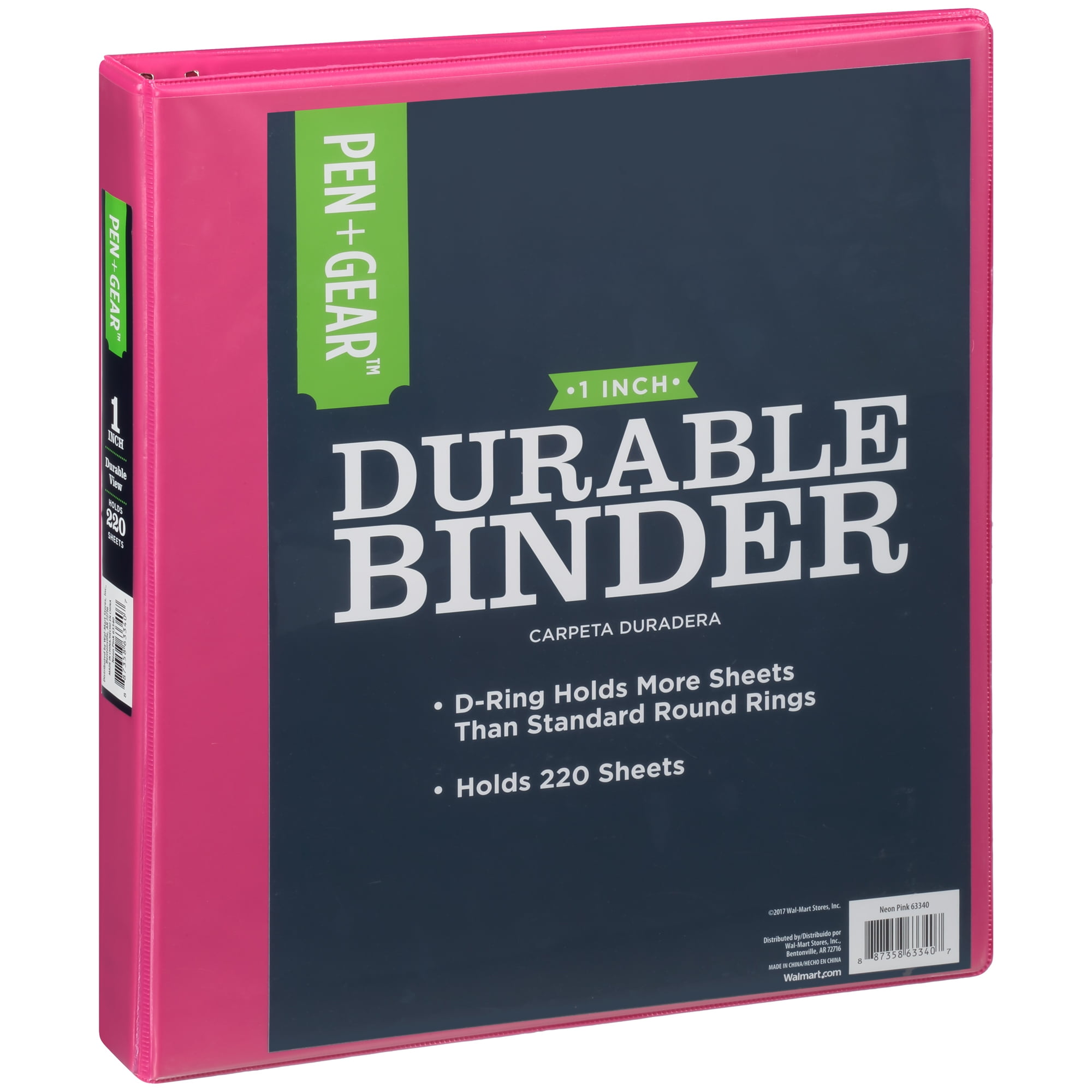Pen + Gear Durable View 3-Ring Binder with 1-inch D Rings (Pink ...