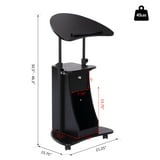 HOMCOM Height Adjustable Laptop Cart Rolling Mobile Podium Desk, Black ...