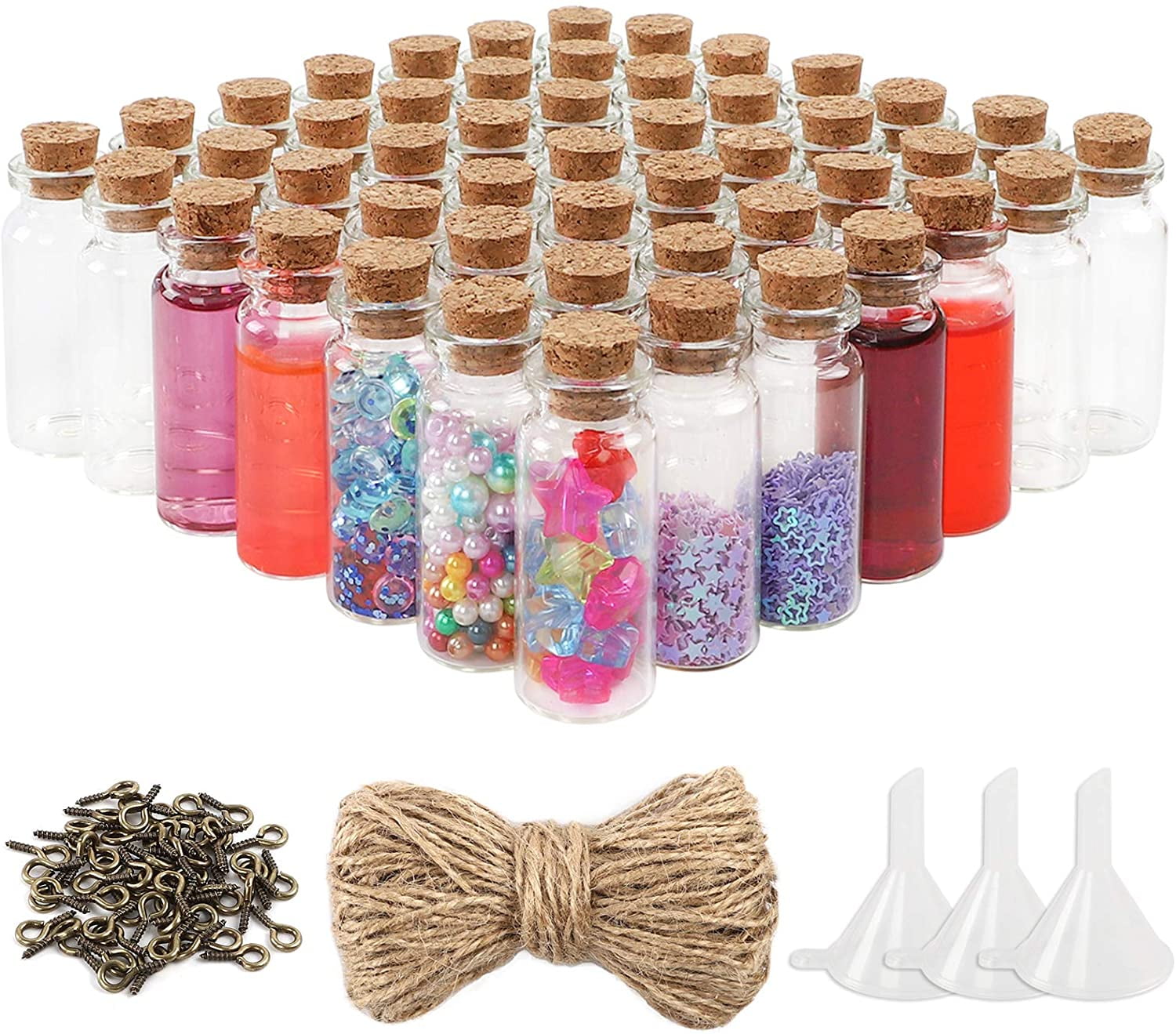 OUTUXED 60pcs 10ml Mini Glass Cork Bottles with Cork Stoppers Wish ...