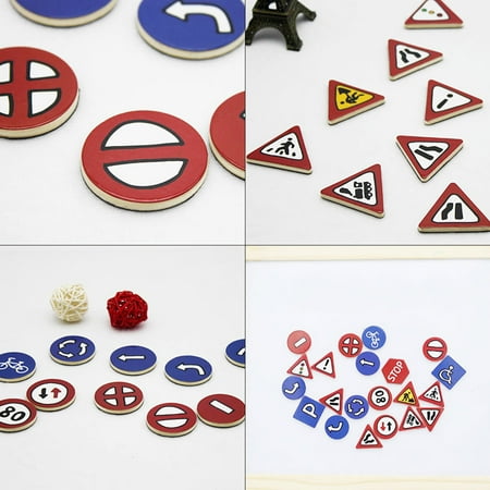 1 Set Traffic Sign Magnet Wood Educational Fridge Magnet Teaching Prop ...