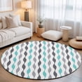 Green Wave Line 3FT Round Area Rugs Modern Gray Striped Abstract ...
