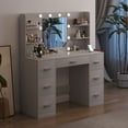Furmax Makeup Vanity Set with Mirror, Drawers, Adjustable Lights, USB ...