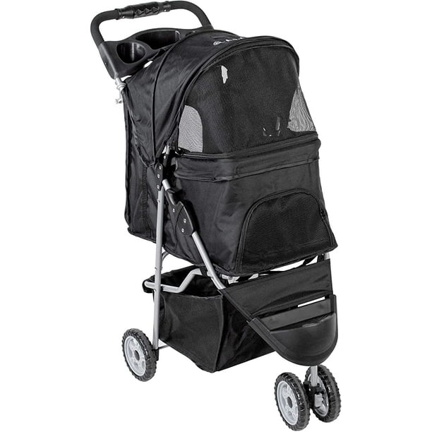 VIVO Black 3 Wheel Pet Stroller for Cat, Dog and More, Foldable Carrier ...