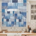 Blue Stripes Plaid Kitchen Curtains Swag Valance and Tier Curtains Set ...