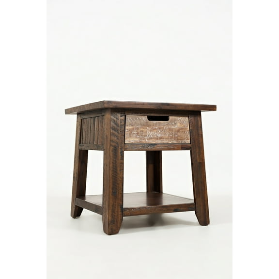 Jofran Artisan's Craft Rustic Farmhouse Distressed Acacia End Table ...