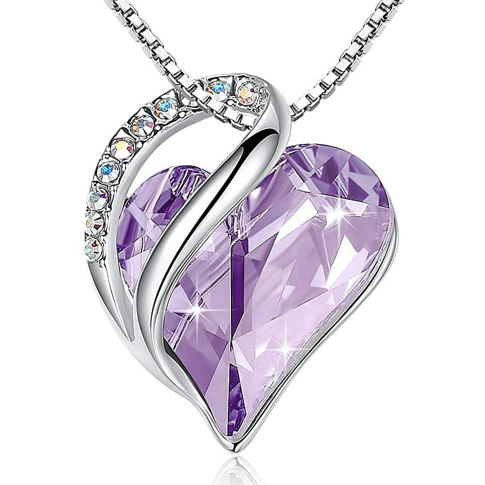 Lovefir Lovefir Heart Shape 22” Jewelry Necklace With Purple Crystal
