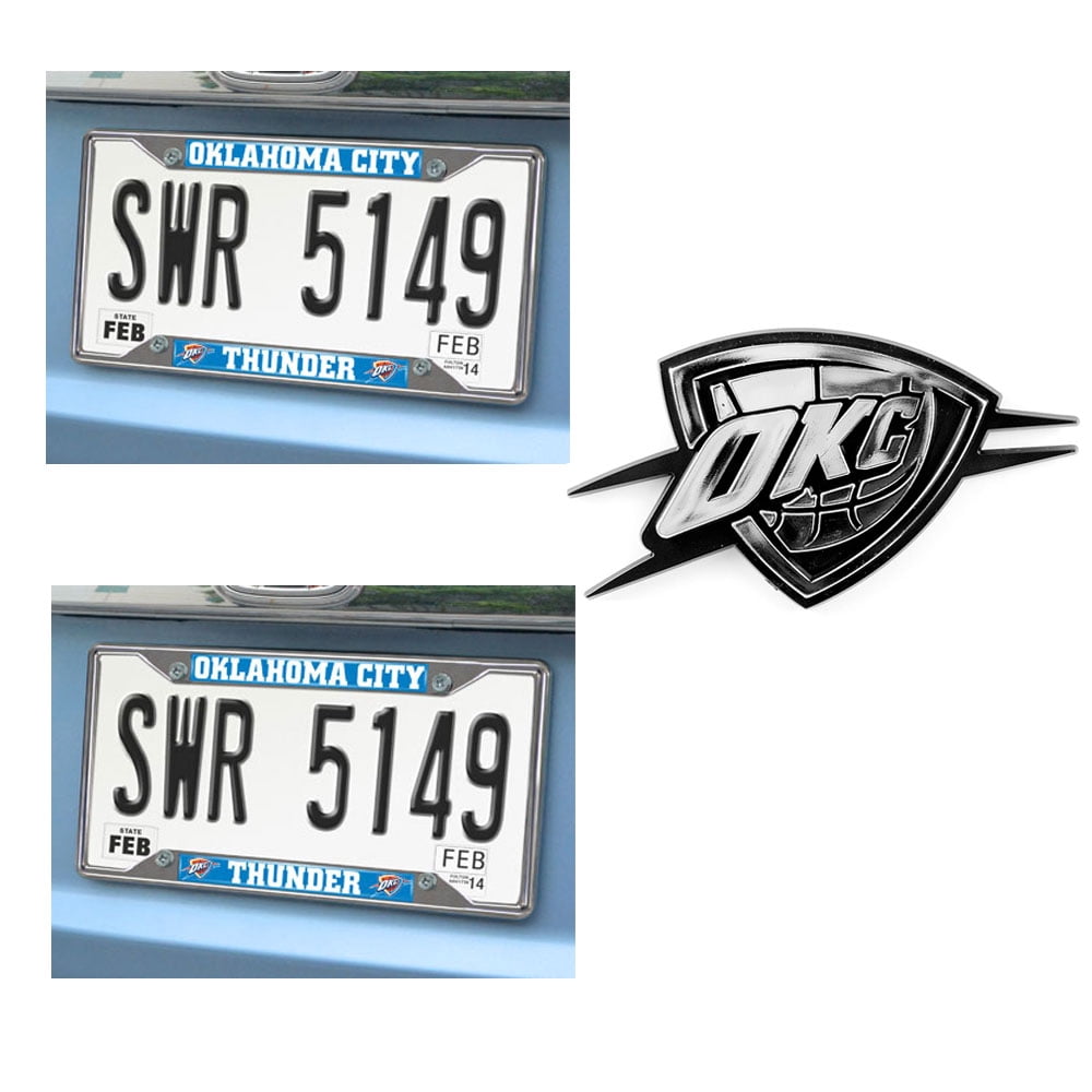 Oklahoma Thunder 2 Chrome Metal License Plate Frames And 1 Chrome ...