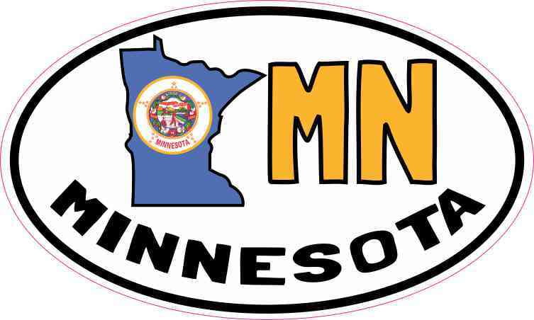 5in x 3in Oval MN Minnesota Sticker Car Truck Bumper Decal Cup Stickers ...