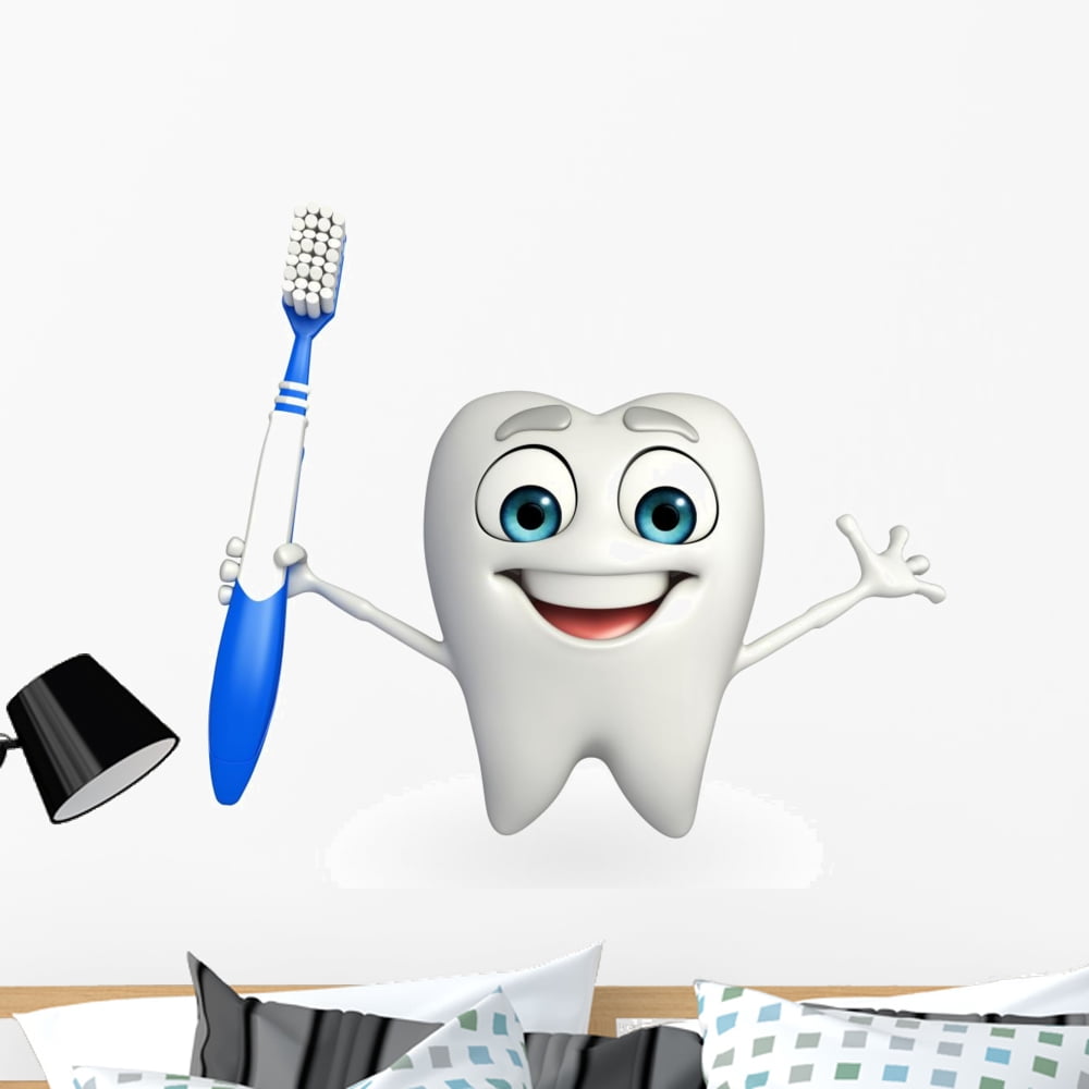 Teeth Character with Tooth Wall Decal Sticker by Wallmonkeys Vinyl Peel ...
