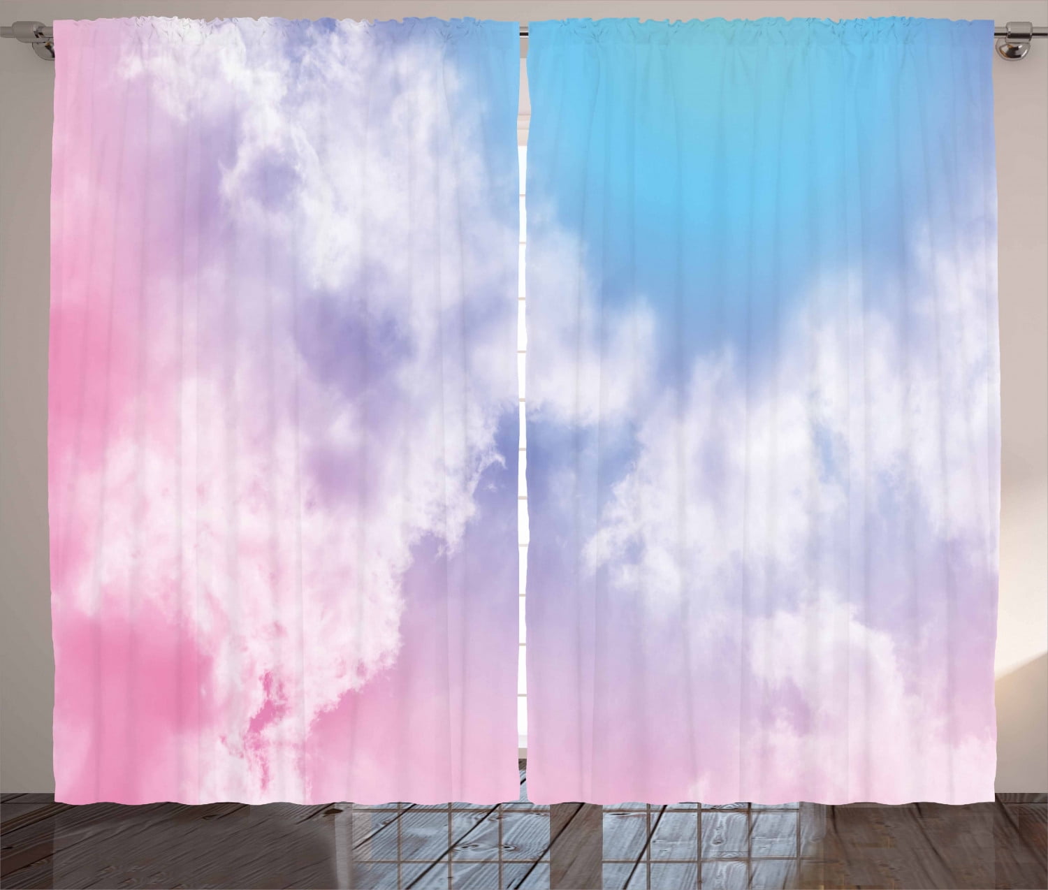 Pastel Curtains 2 Panels Set, Fantasy Sky Abstraction Smoky Clouds ...